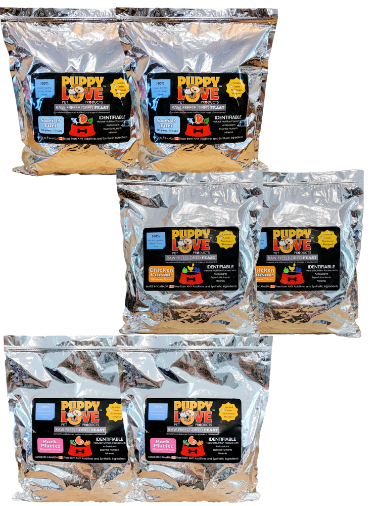 Mixed Bundle - Puppy Love Raw Freeze Dried Feast - Chicken, Pork, Surf – Puppy Love Raw Freeze ...